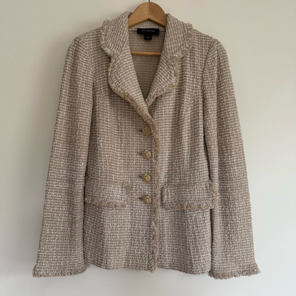 St. John | Jackets & Coats | St John Tweed Buttonfront Blazer With ...